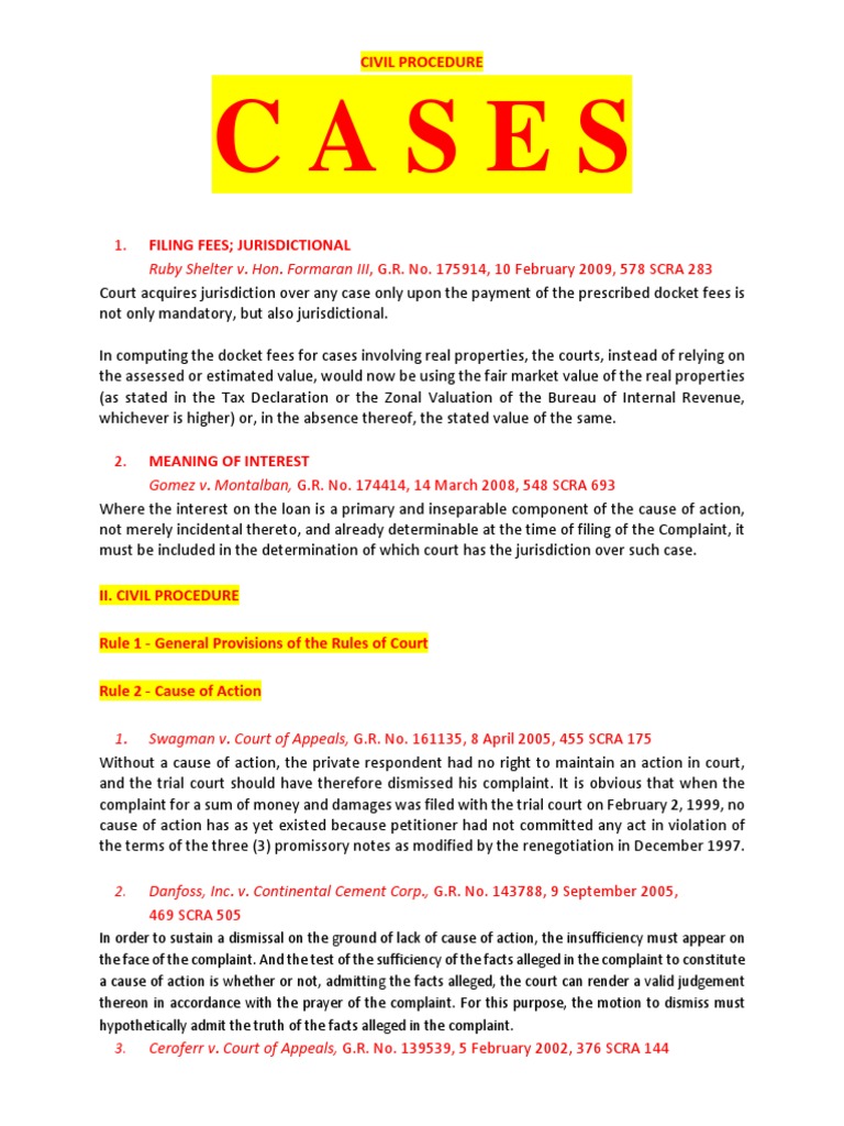 CASES Doctrines | PDF | Pleading | Lawsuit