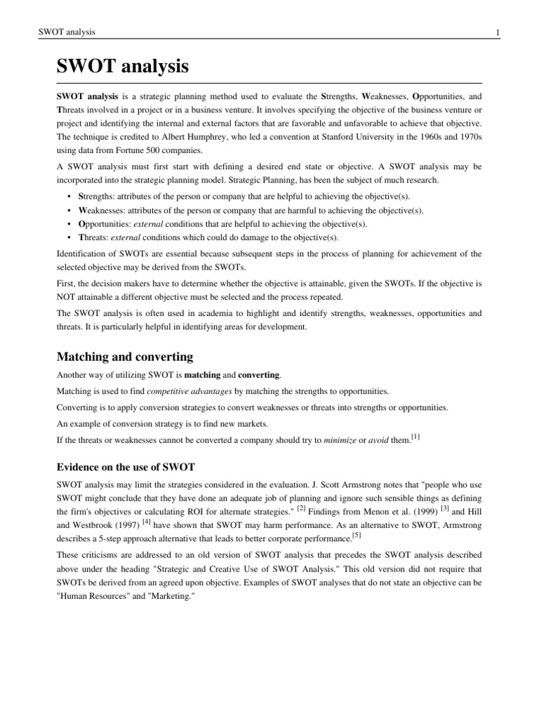 Swot Analysis | PDF | Swot Analysis | Business