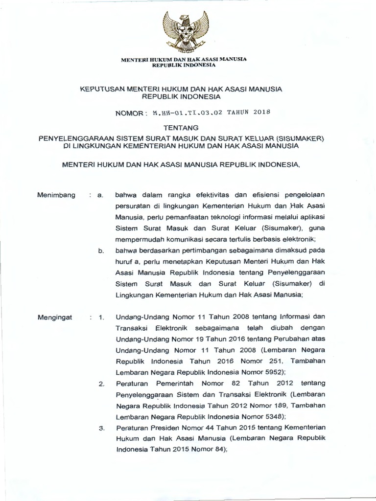 Keputusan Menteri Hukum Dan Hak Asasi Manusia Tentang Penyelenggaraan ... Keputusan Menteri Hukum Dan Hak Asasi Manusia Tentang Penyelenggaraan ...