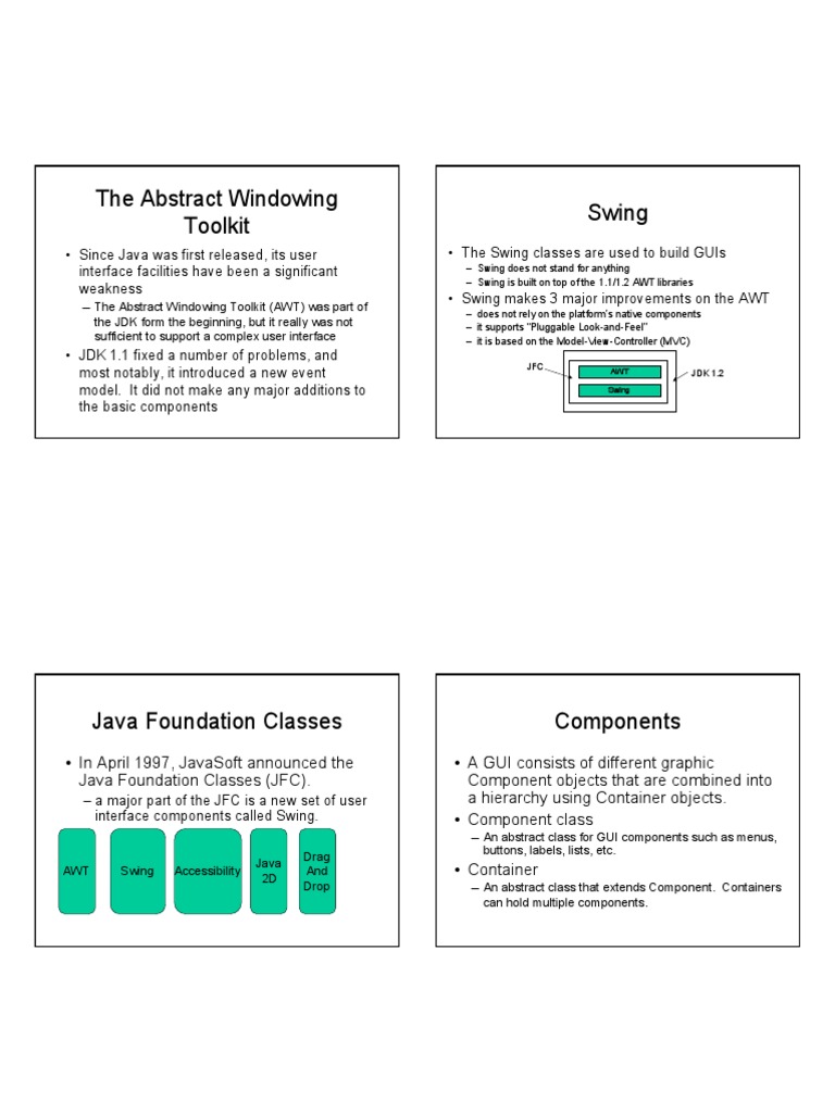 The Abstract Windowing Toolkit Swing: JFC JDK 1.2 | PDF | Graphical ...