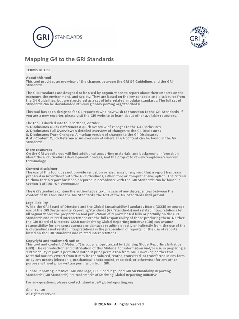 Mapping g4 To The Gri Standards Complete | PDF | Supply Chain | Employment