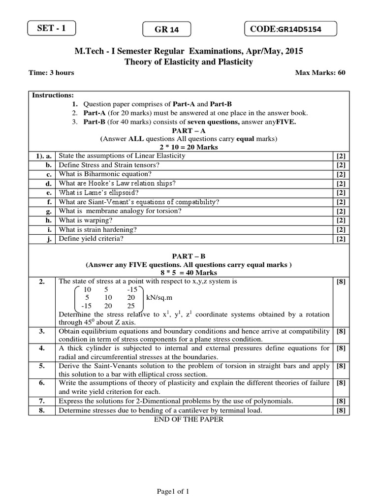 Tep - Set 1 | PDF | Stress (Mechanics) | Deformation (Mechanics)