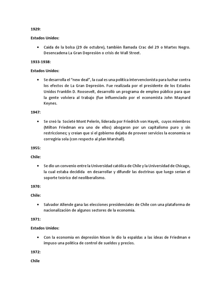 Linea Del Tiempo Doctrina Del Shock | PDF | Margaret Thatcher | Milton ...