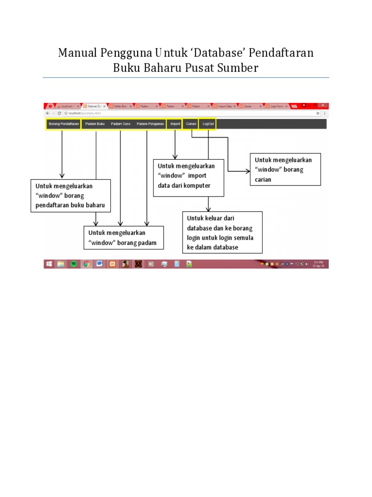 Manual Pengguna Database Pendaftaran Buku | PDF