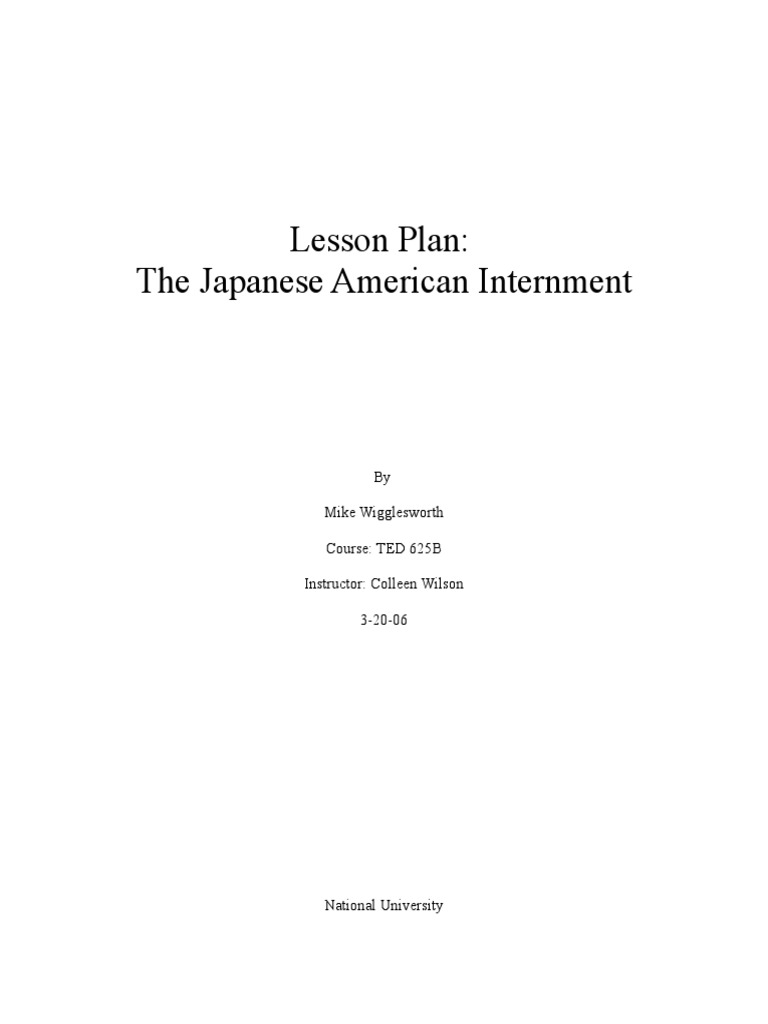 Japanese American Internment Lesson Plan | PDF | Internment Of Japanese ...
