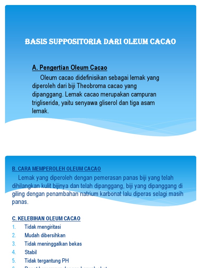 Basis Suppositoria Dari Oleum Cacao | PDF