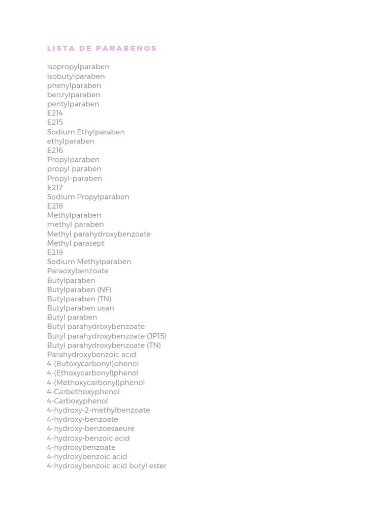Lista de Parabenos en Cosméticos | PDF | Ciencia y matemáticas