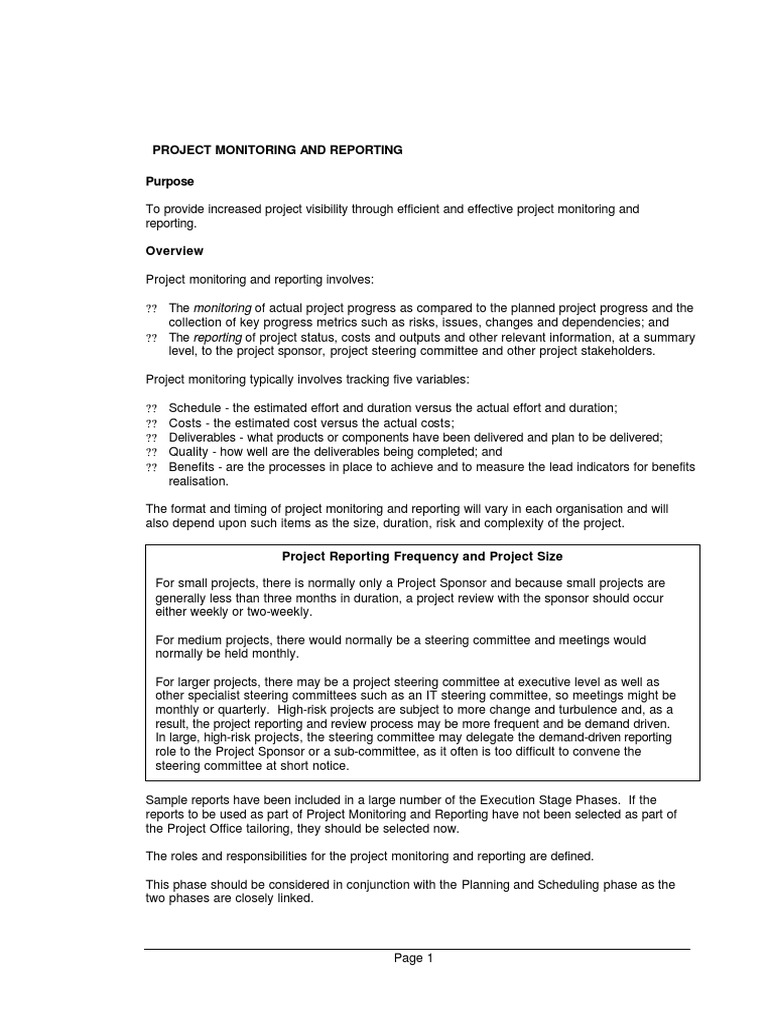 Project Monitoring and Reporting | PDF | Project Management ...