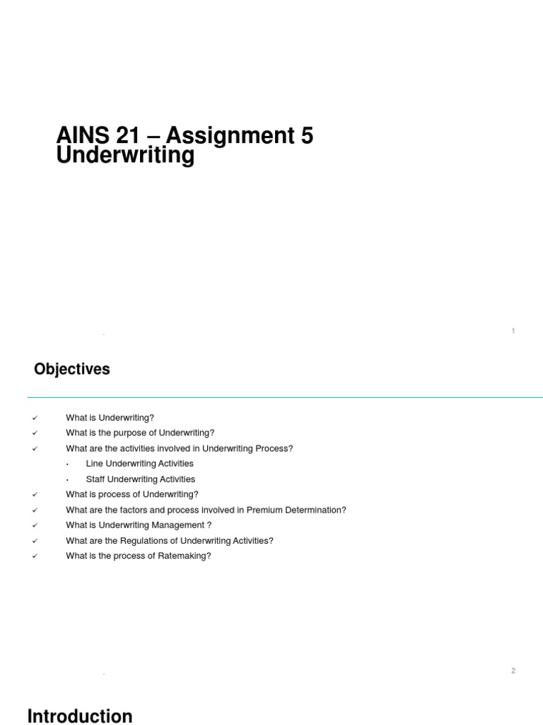 AINS 21 Assignment 5 Underwriting | PDF | Underwriting | Reinsurance