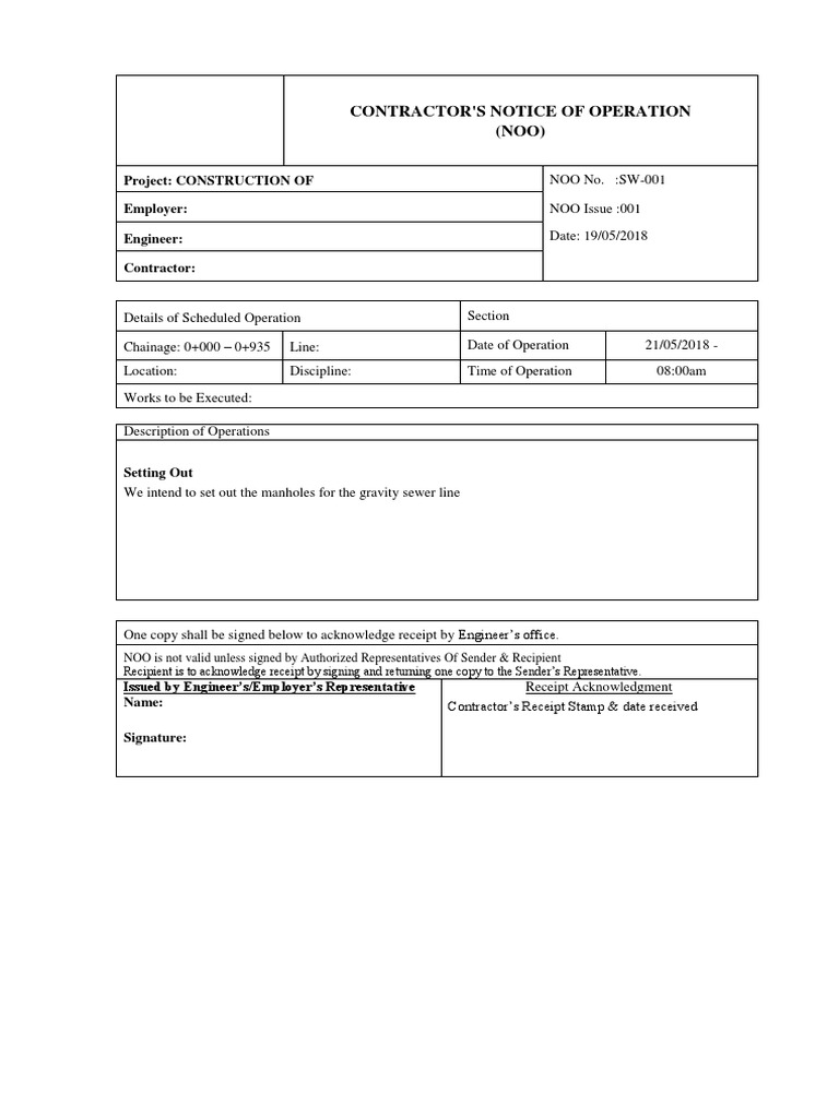 Contractor'S Notice of Operation (NOO) | PDF
