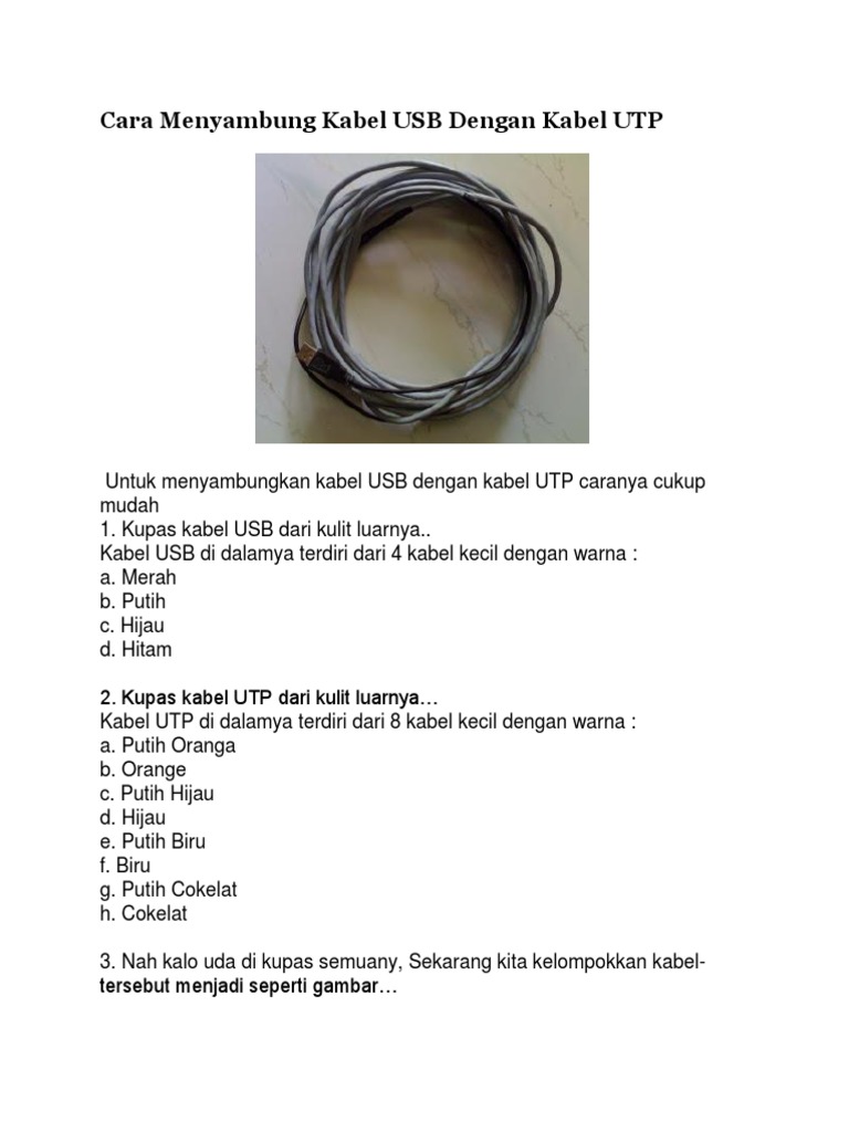 Cara Menyambung Kabel USB Dengan Kabel UTP | PDF