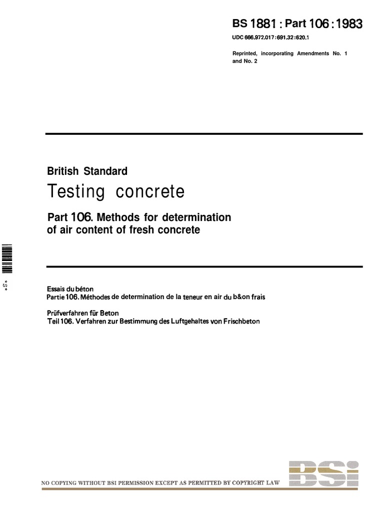 Testing Concrete: BS 1881: Part 106: 1983 | PDF | Calibration | Concrete