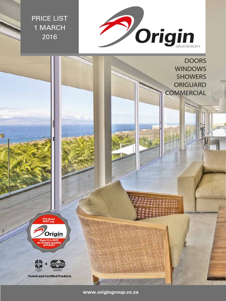 Origin Price List | PDF | Window | Door