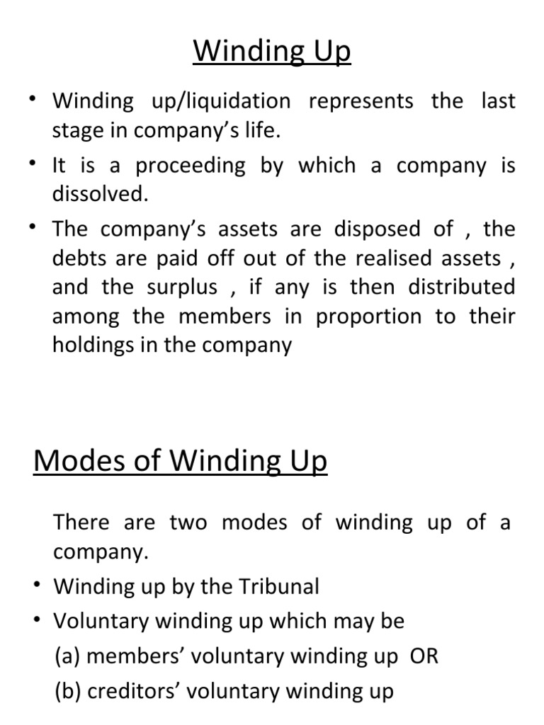 Modes of Company Winding Up Explained | PDF | Liquidation | Legal Concepts