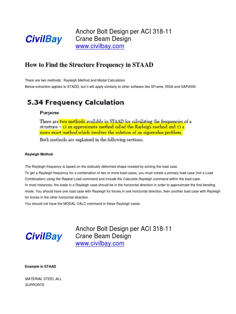 STAAD Rayleigh Frequency | PDF | Beam (Structure) | Structural Load