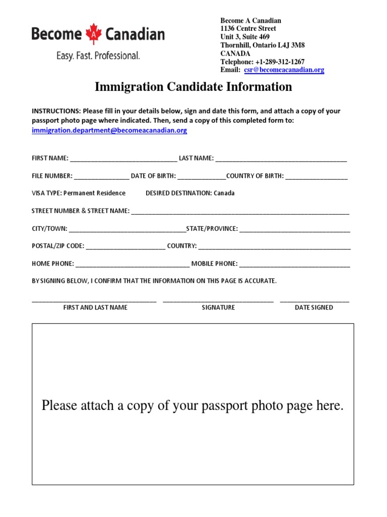 Canadian Immigration Form Guide | PDF