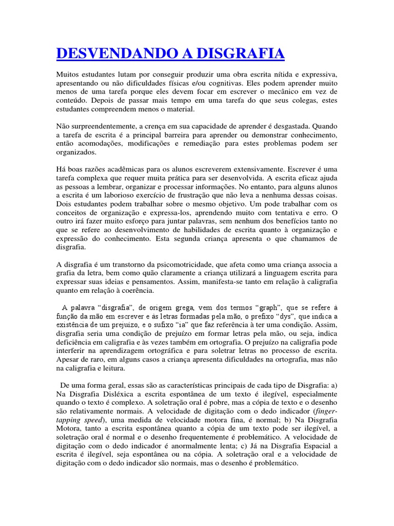 Desvendando A Disgrafia | PDF