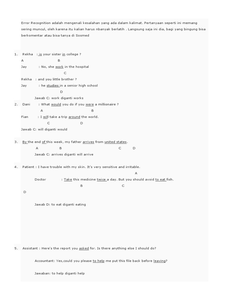 Soal Error Recognition | PDF | Nature