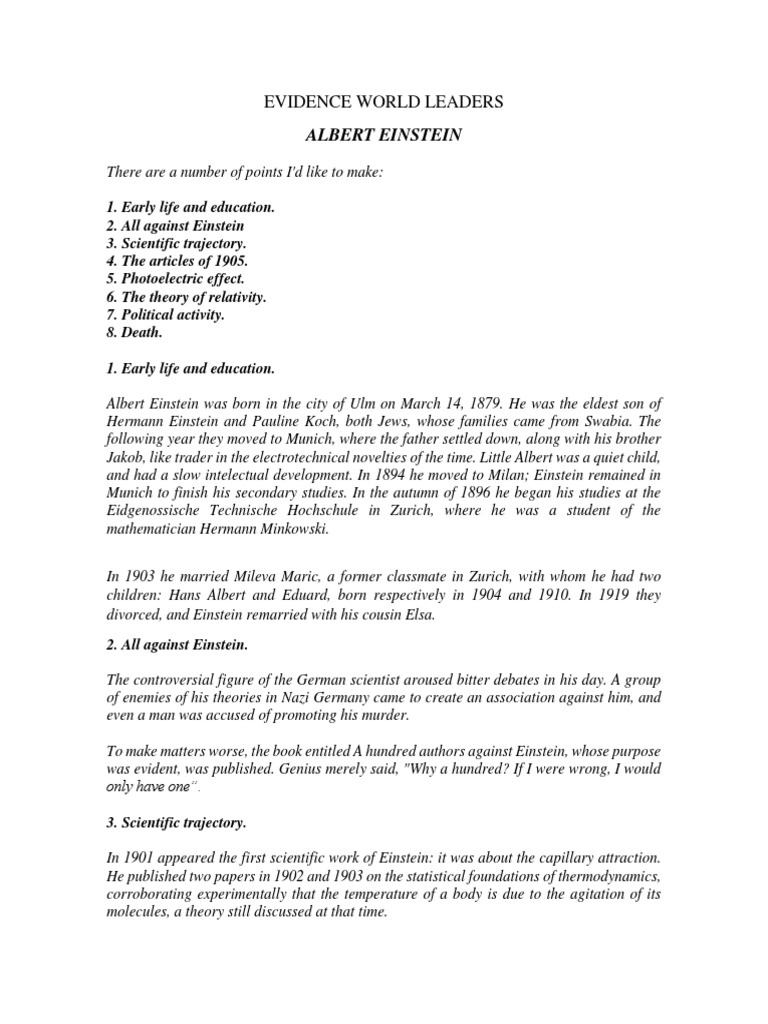 Evidence World Leaders | PDF | Albert Einstein | General Relativity