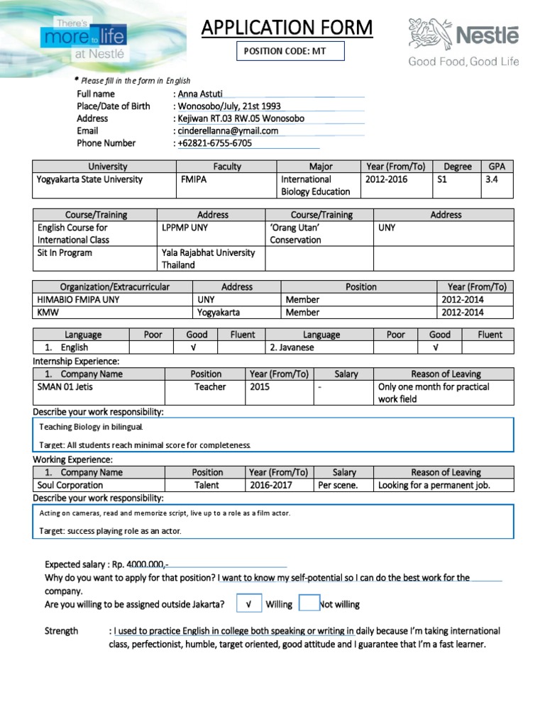 MT Program Application Form | PDF | Change | Linguistics