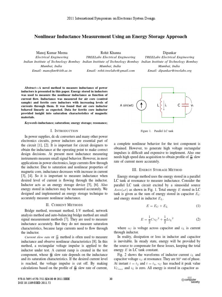IEEE Nonlinear Inductance Measurement Using An Energy Storage Approach ...