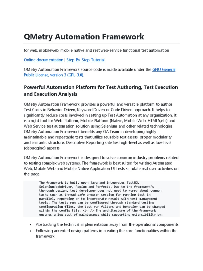 QMetry Automation Framework - Steps | PDF | Software Framework | World ...