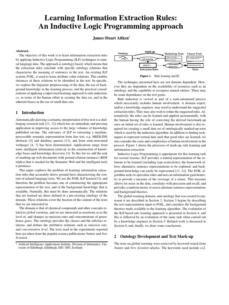 Inductive Logic Programming For Learning Information Extraction Rules