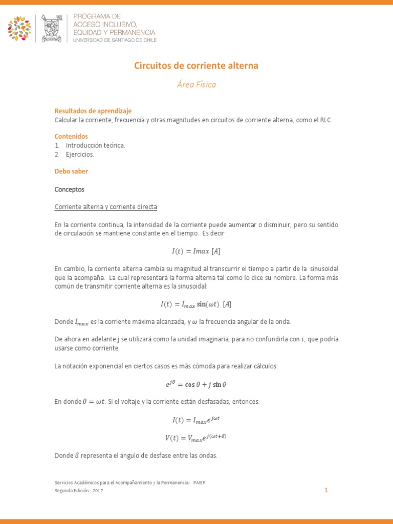 Circuitos Corriente Alterna (CS) | PDF | Inductor | Energia electrica