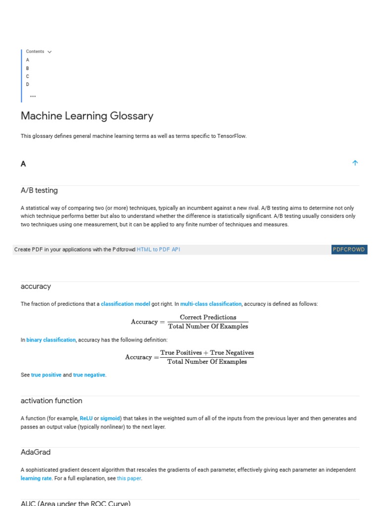 Developers Google Com Machine Learning Glossary | PDF | Artificial ...