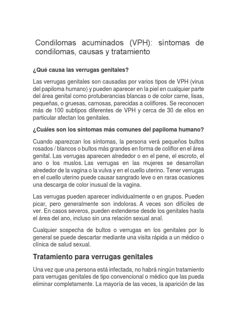 Condilomas acuminados (VPH): síntomas de condilomas, causas y ...