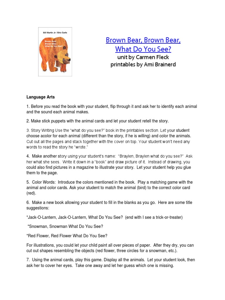 Brown Bear Learning Activities Guide | PDF | Bears | Books