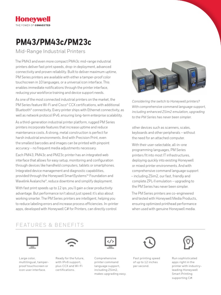 Pm43 Pm43c Pm23c Industrial Printers Data Sheet en | PDF | Printer ...