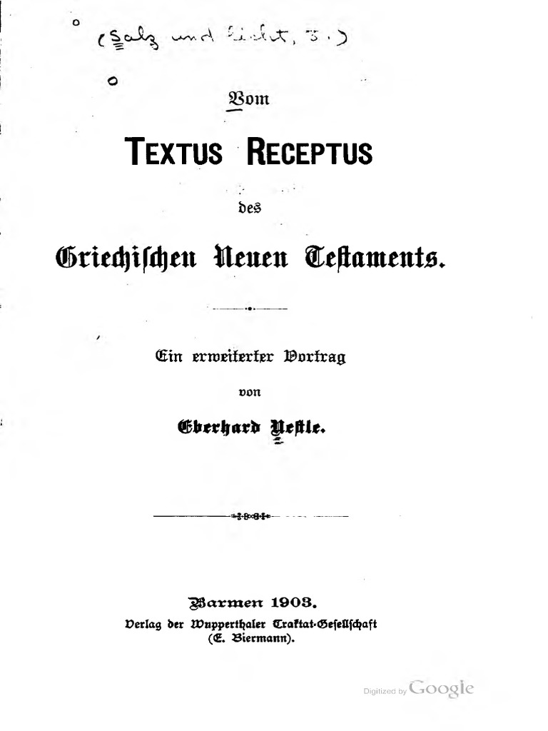Textus Receptus-An Assey | PDF
