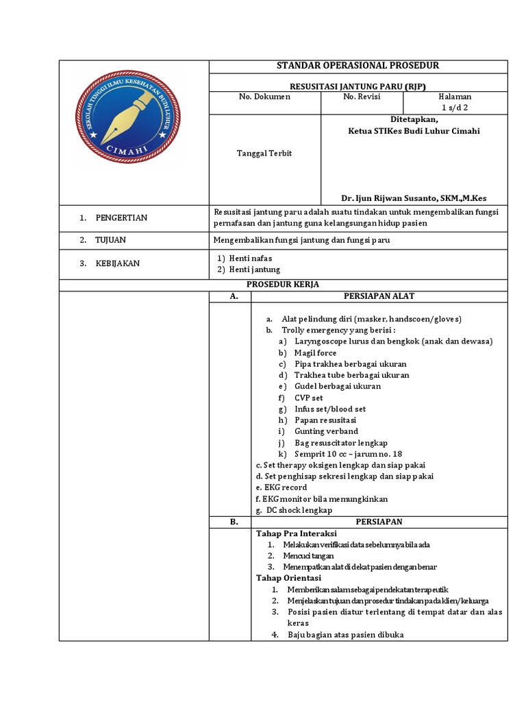 Standar Operasional Prosedur RJP | PDF