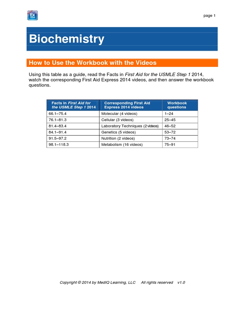 Biochemistry: How To Use The Workbook With The Videos | PDF | Collagen ...