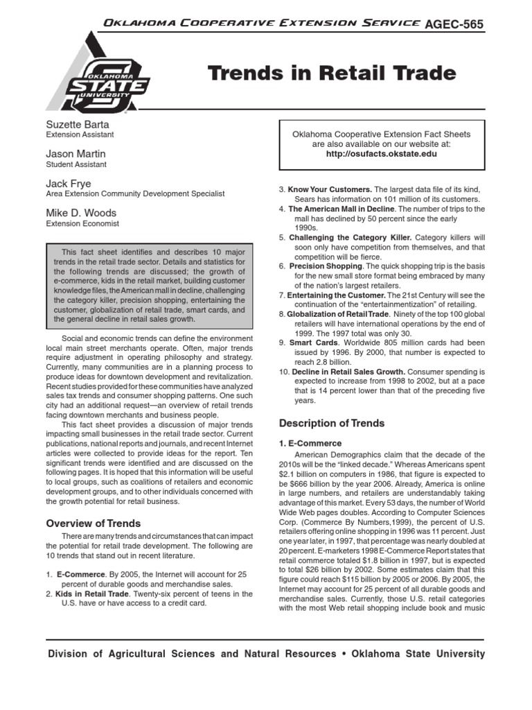 Trends in Retail Trade: Suzette Barta Jason Martin Jack Frye Mike D ...