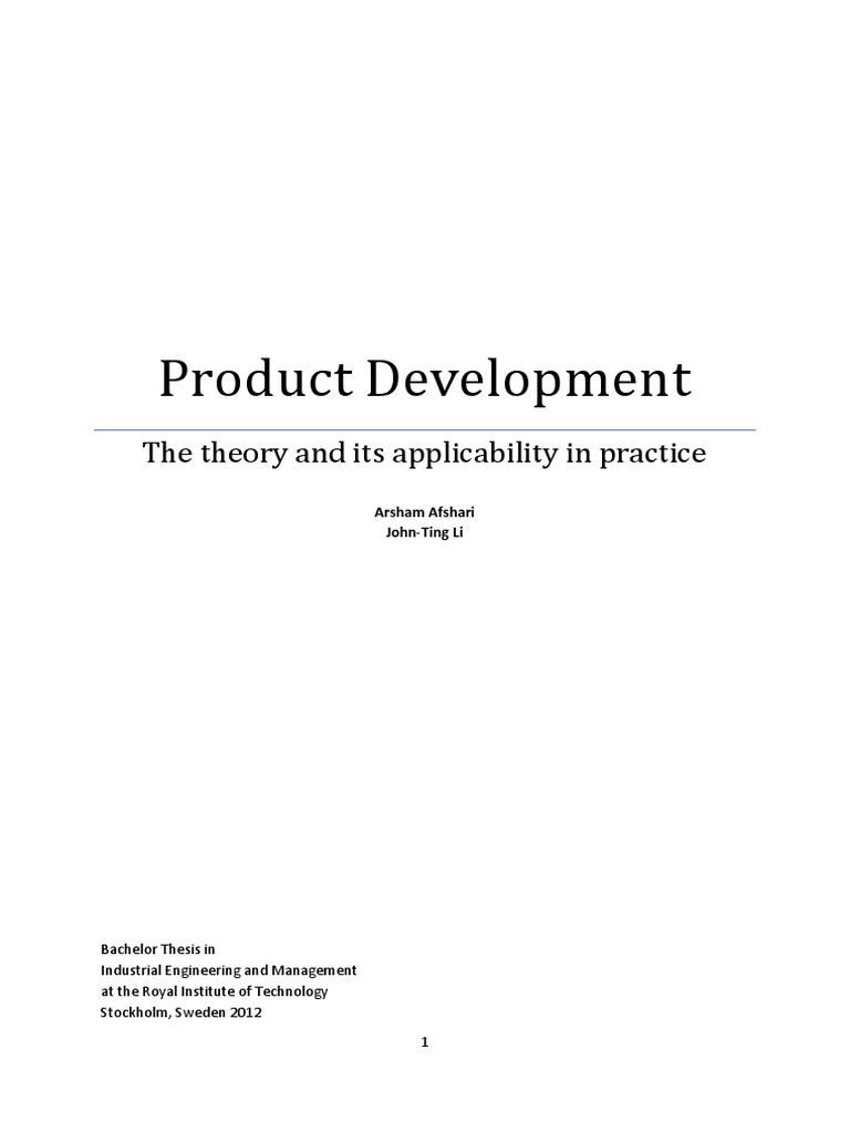 Product Development: The Theory and Its Applicability in Practice | PDF ...