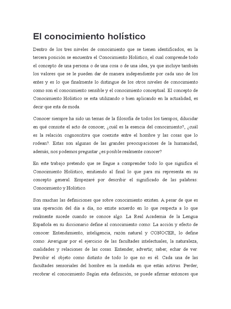 Definición y características del conocimiento holístico | PDF ...