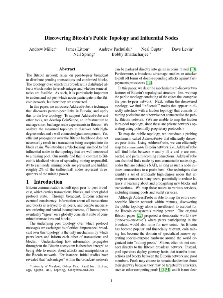 Discovering Bitcoin's Public Topology and Influential Nodes | PDF ...