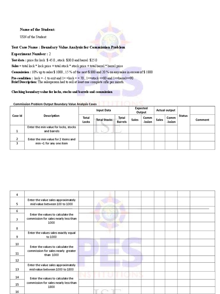 BVA Testing for Commission Calculation | PDF | Business | Teaching ...