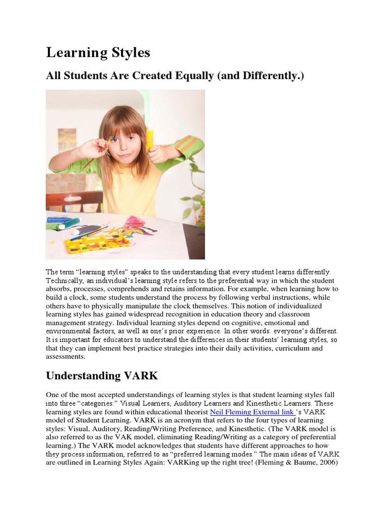 Learning Styles: All Students Are Created Equally (And Differently ...