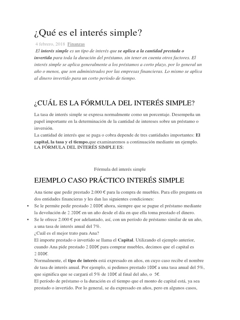 Qué Es El Interés Simple | PDF | Interés | Tasas de interés