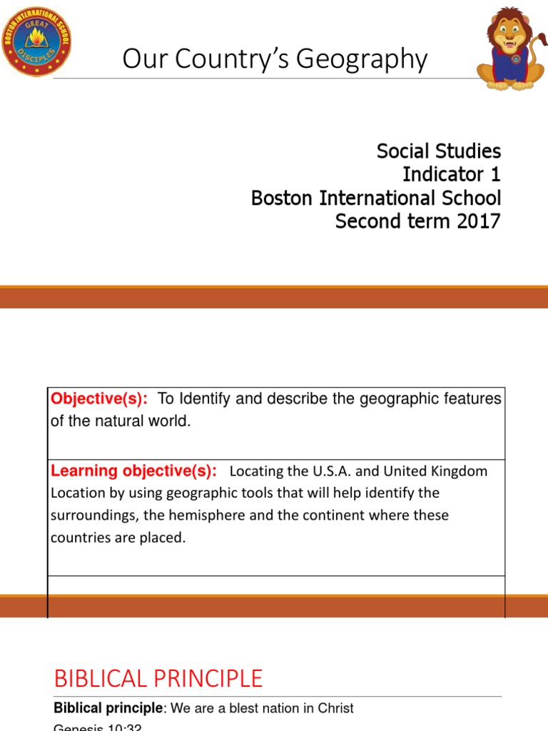 Our Country's Geography: Social Studies Indicator 1 Boston ...