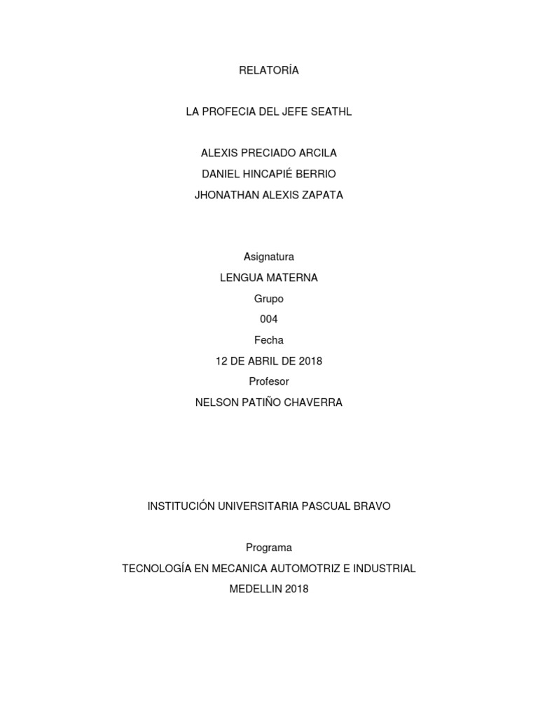 La Profecia Del Jefe Seathl | PDF | Lectura (proceso) | Homo Sapiens