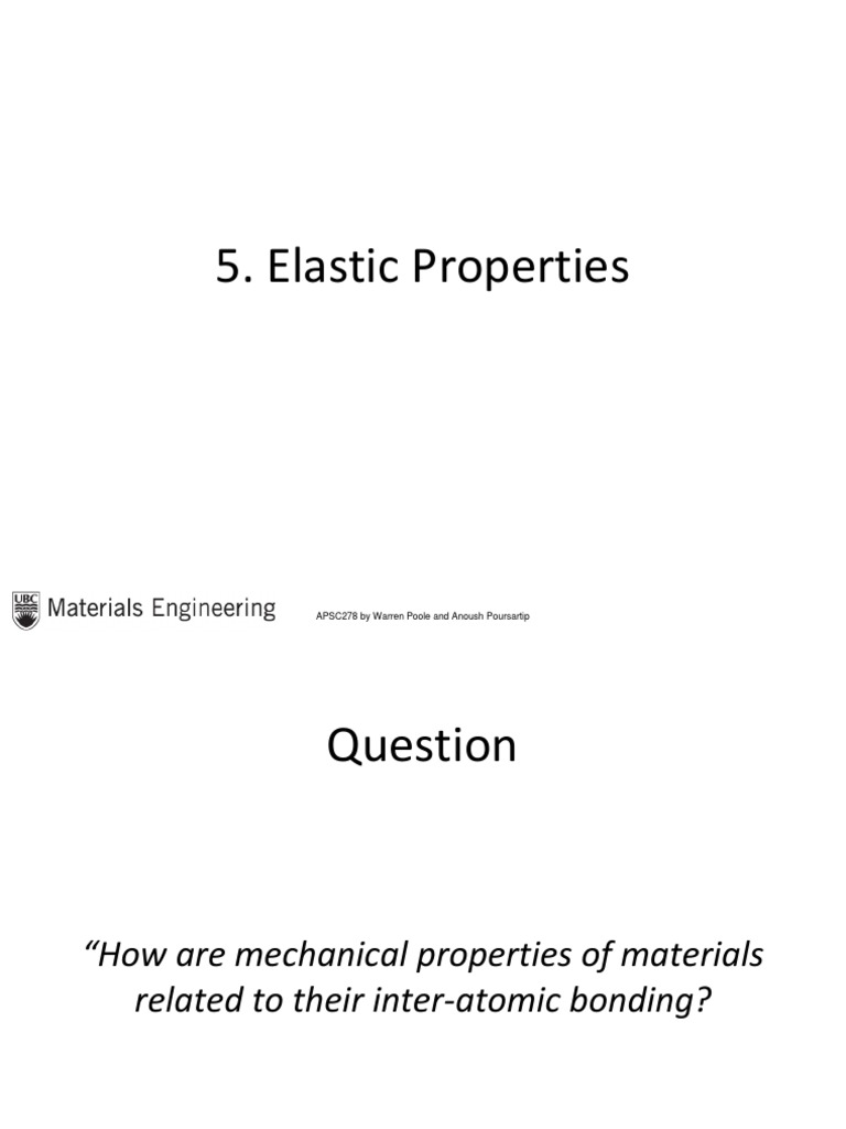 Elastic Properties Handout | PDF | Deformation (Engineering ...