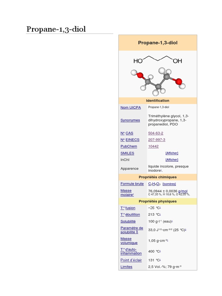 Propriétés et applications du propane-1,3-diol | PDF | Chimie organique ...