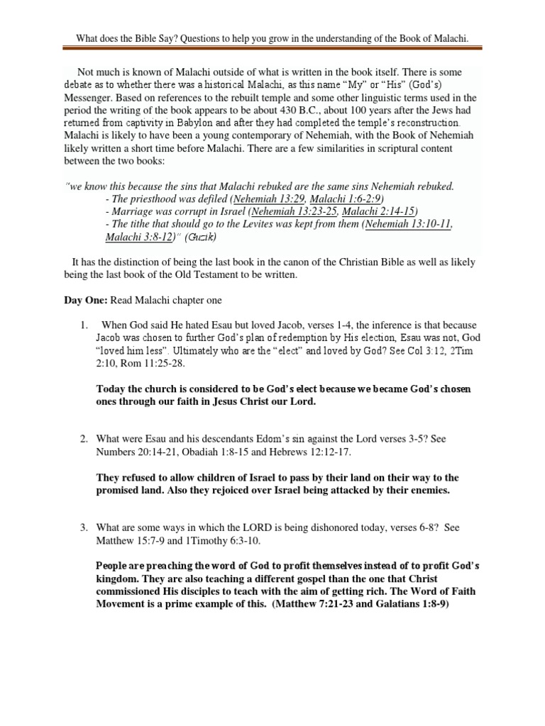 The Book of Malachi | PDF | Book Of Malachi | Elijah