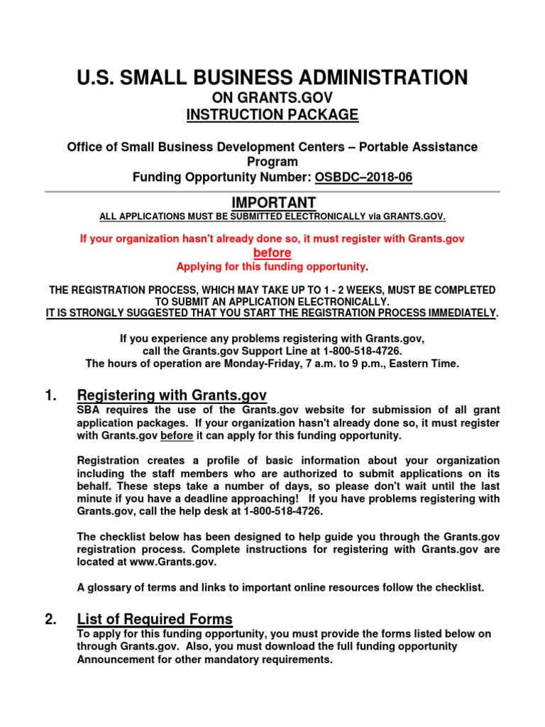 SBA Grants.gov Application Guide | PDF | Portable Document Format ...