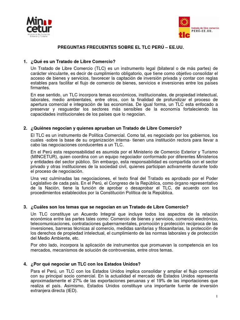 Qué Es Un TLC | PDF | Tratado de Libre Comercio Norteamericano | Libre ...