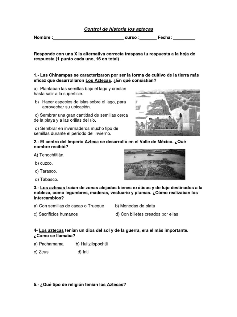 Los Aztecas Prueba | PDF | azteca | Esclavitud